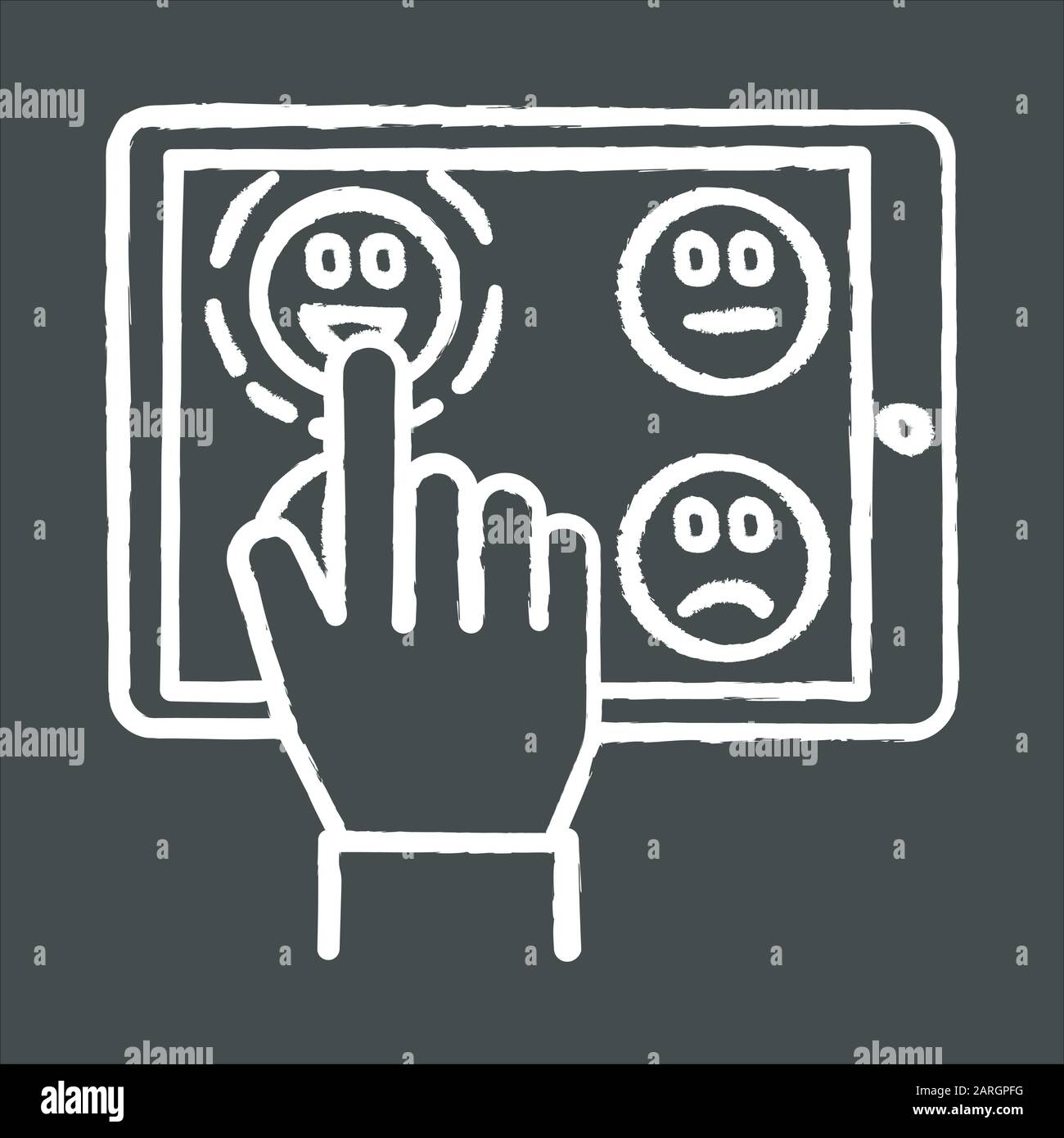 Online survey chalk icon. Share feedback. Choosing positive and ...