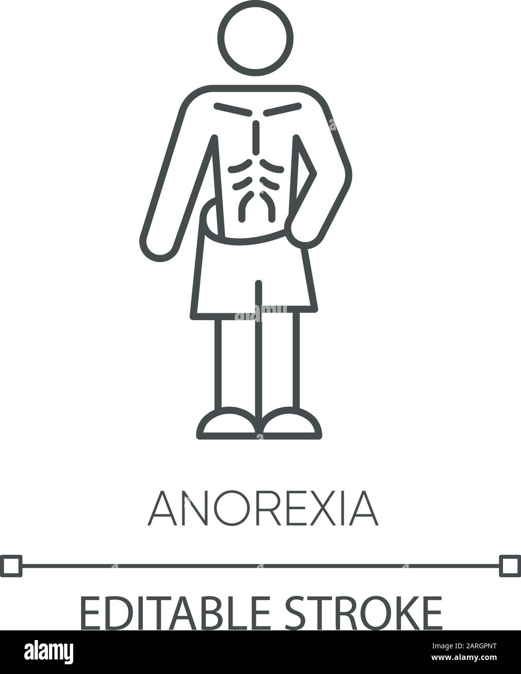 Anorexia linear icon. Eating disorder. Underweight body mass. Unhealthy ...