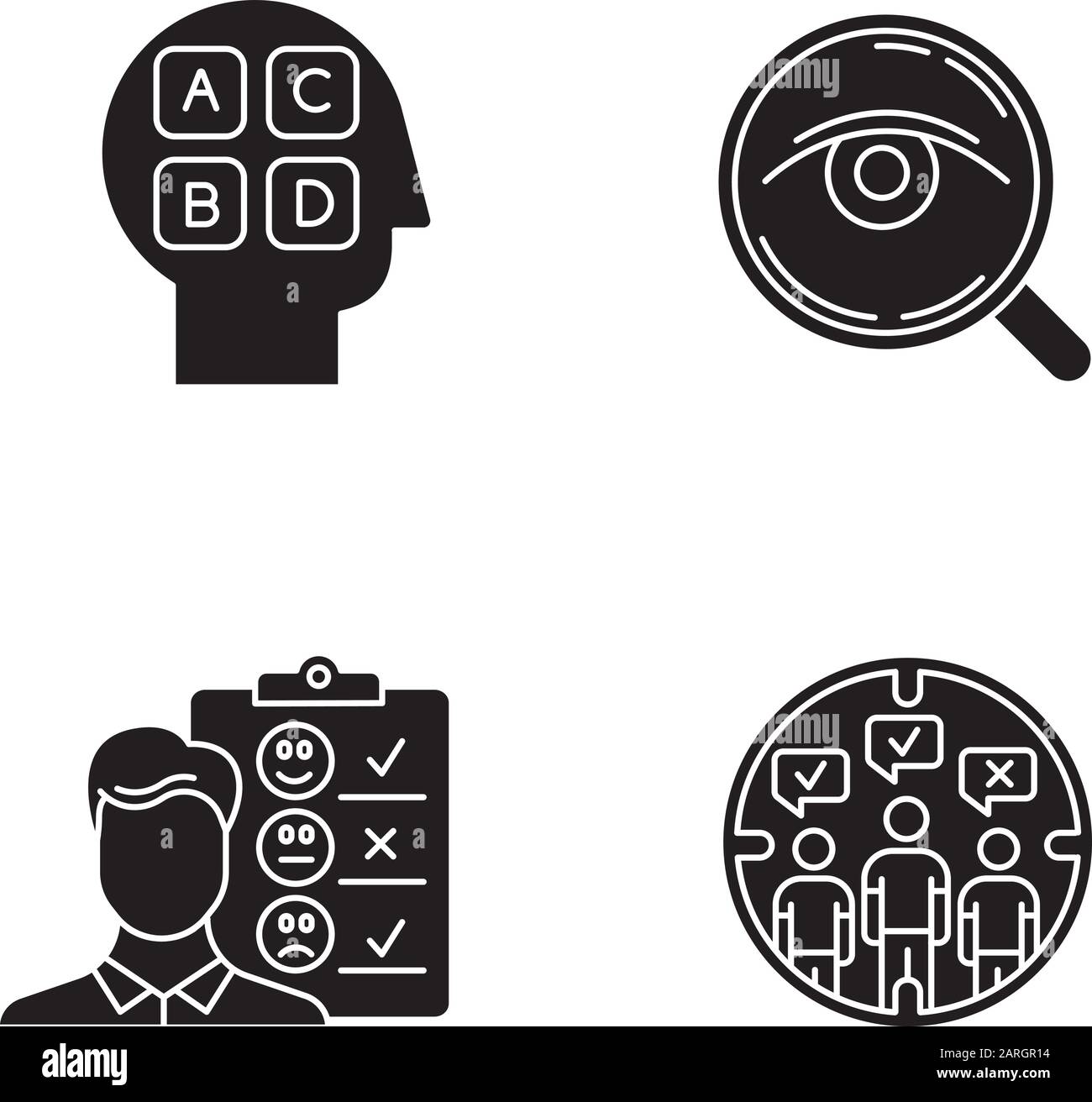 Survey methods glyph icons set. Analysis. Interview. Emotional opinion ... Survey methods glyph icons set. Analysis. Interview. Emotional opinion ...