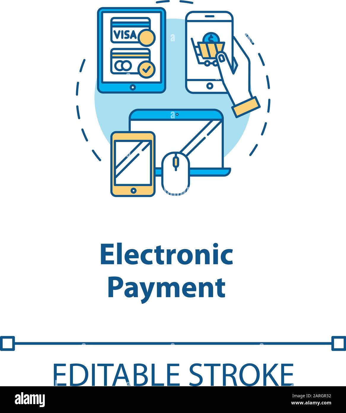 Electronic payment concept icon. Digital fiancial transfer idea thin ...