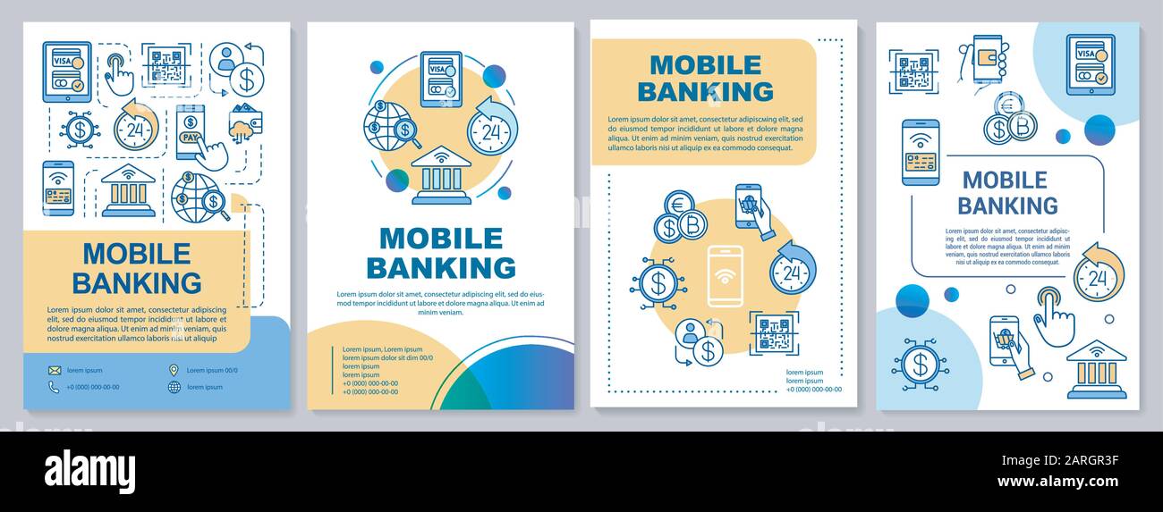 Mobile banking brochure template. Online payments. Money transfer ...