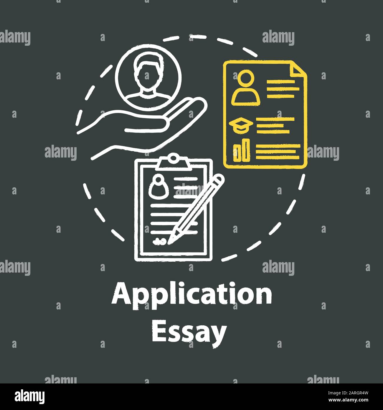 Application essay chalk concept icon. Personal statement. Summary and ...