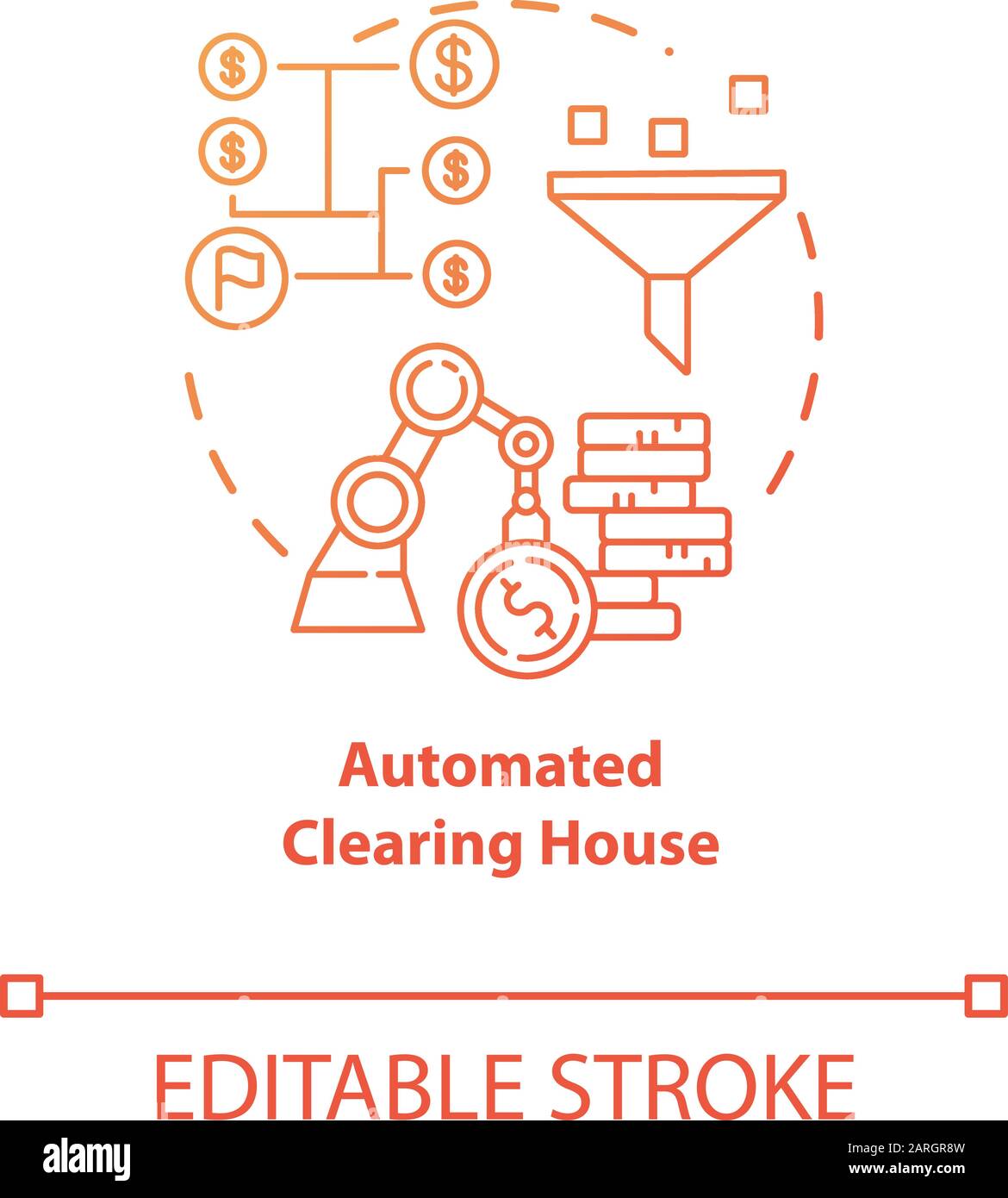 Automated Clearing House red gradient concept icon. ACH credit transfer ...