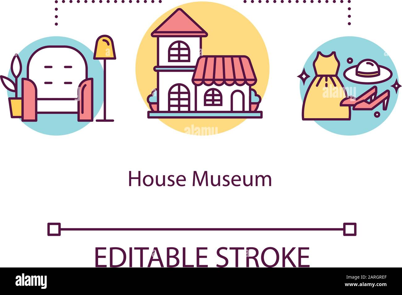 House museum concept icon. Luxury building furniture. Cultural ...