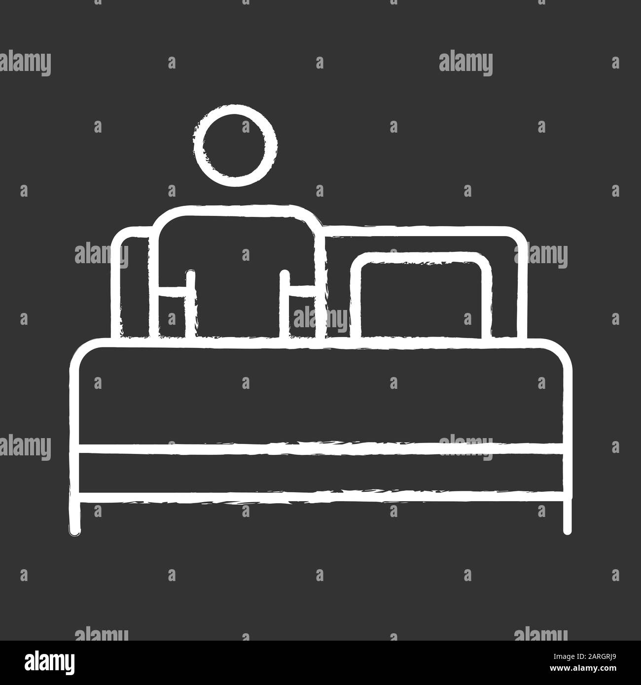 Bed rest chalk icon. Man relaxing under blanket. Common cold aid. Flu ...