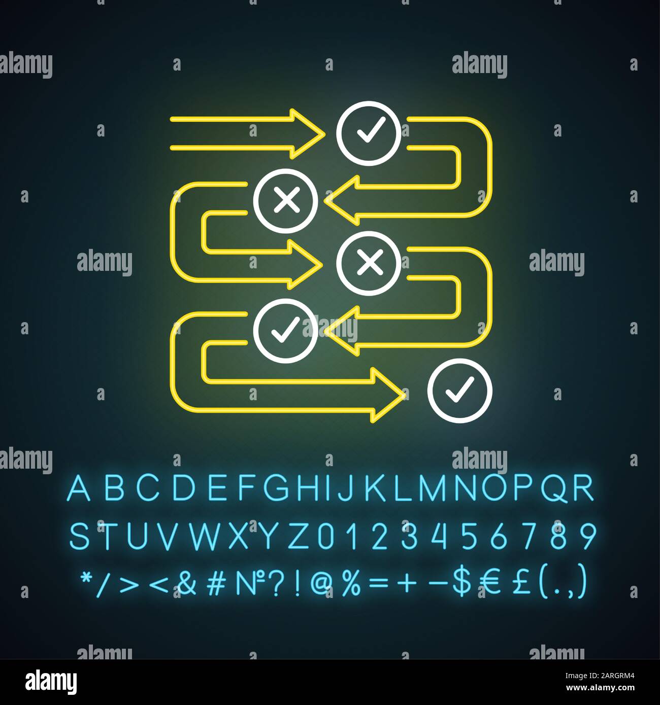 Survey process neon light icon. Progress stages. Structure and workflow ...