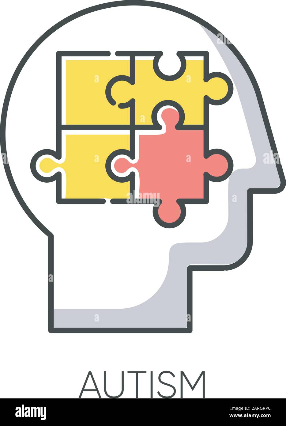 Autism color icon. Puzzled mind. Neurology and psychiatry. Children ...