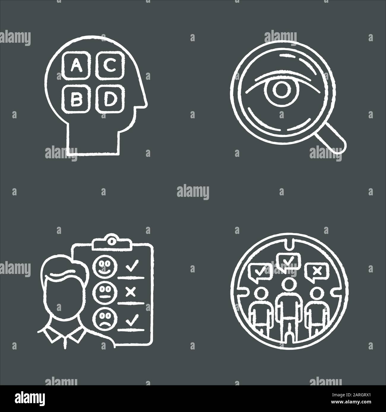 Survey methods chalk icons set. Analysis. Interview. Emotional opinion ... Survey methods chalk icons set. Analysis. Interview. Emotional opinion ...