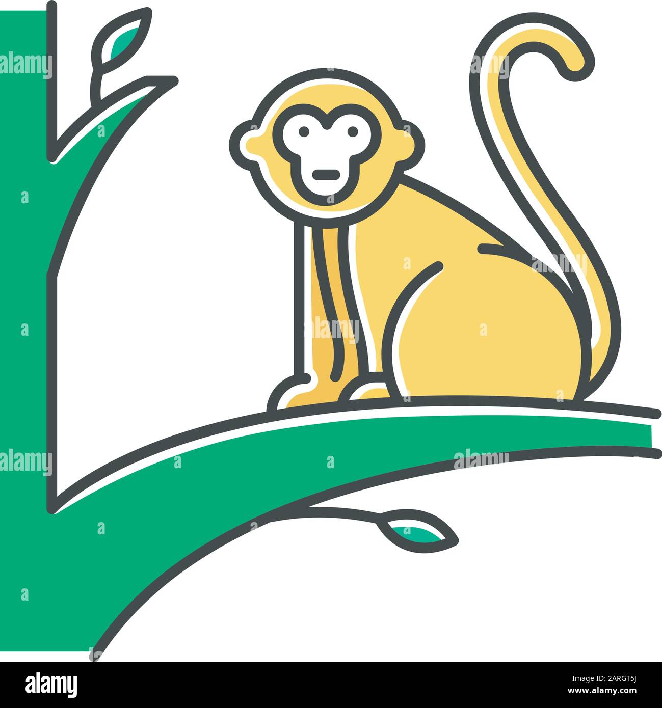 Monkey on tree color icon. Tropical country animal, mammal. Exploring ...