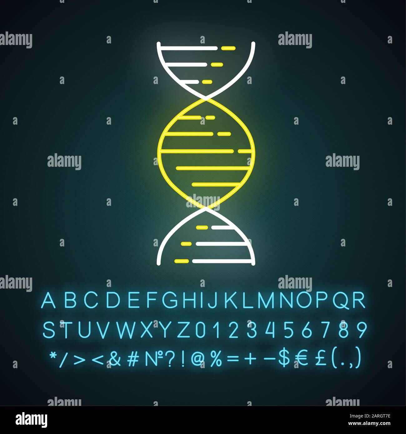 DNA double helix neon light icon. Deoxyribonucleic, nucleic acid ...