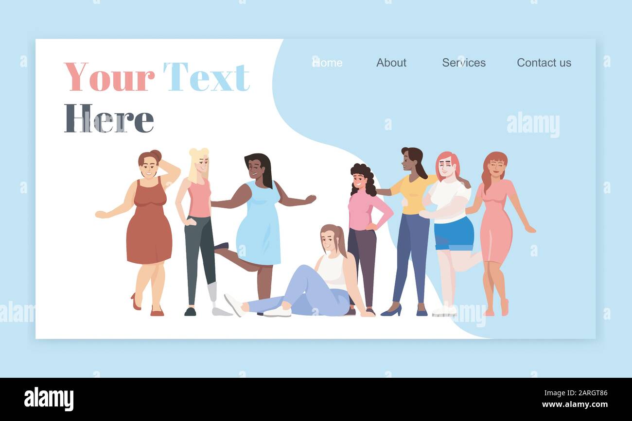Women landing page vector template. Body positive website interface ...