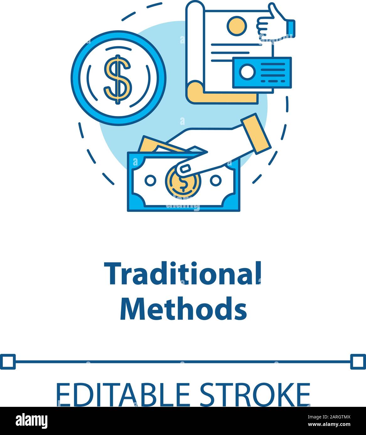 Traditional payment methods concept icon. Payment with physical money ...