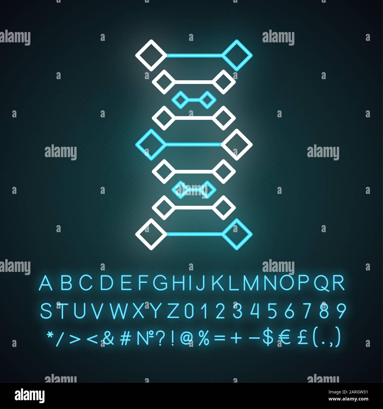 DNA chains neon light icon. Deoxyribonucleic, nucleic acid helix ...