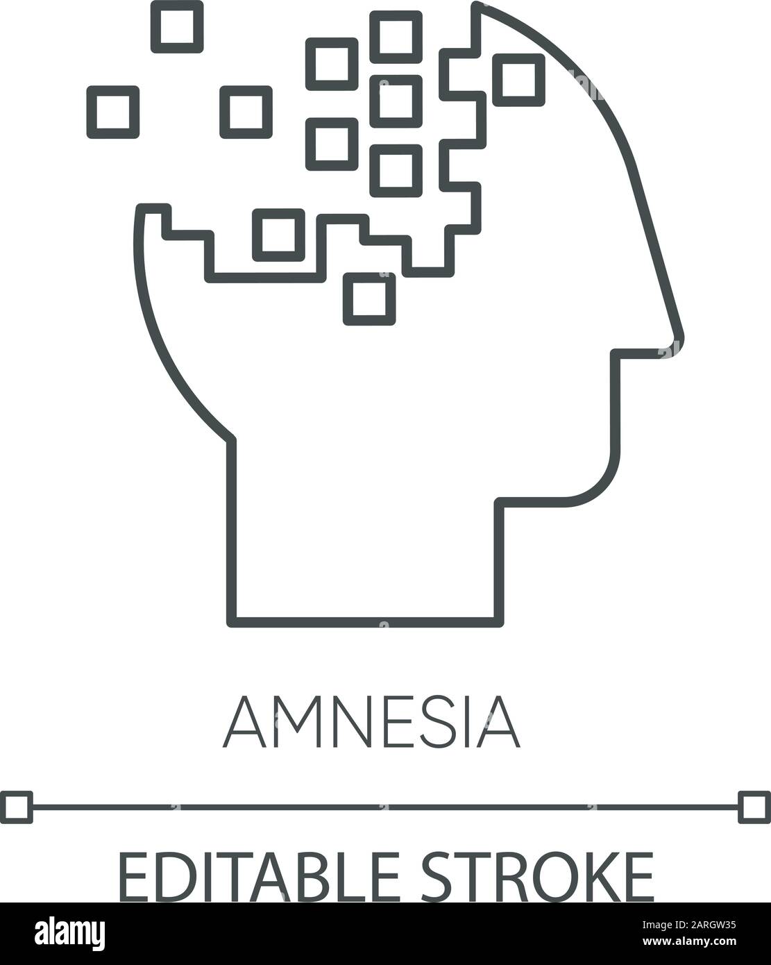 Amnesia linear icon. Memory loss. Brain injury. Trouble with ...