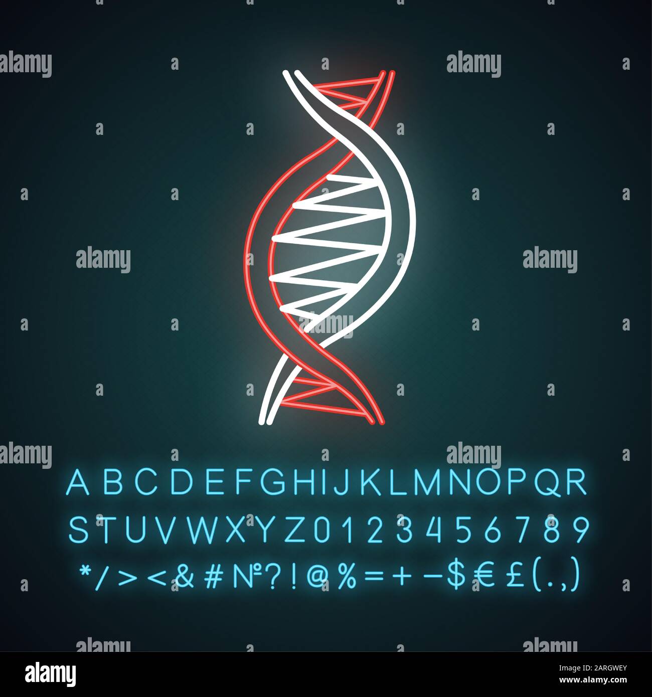 Left-handed DNA helix neon light icon. Z-DNA. Deoxyribonucleic, nucleic ...