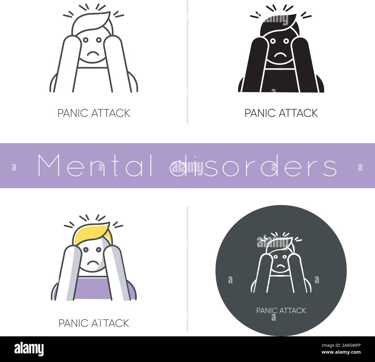 Panic attack icon. Anxiety and depression. Paranoia and phobia ...