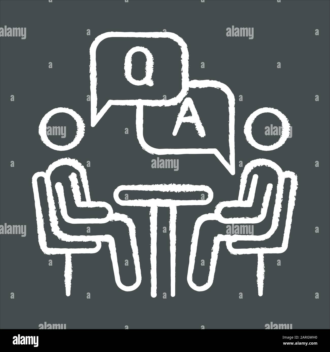 Personal interview survey chalk icon. Questions and answers poll ...