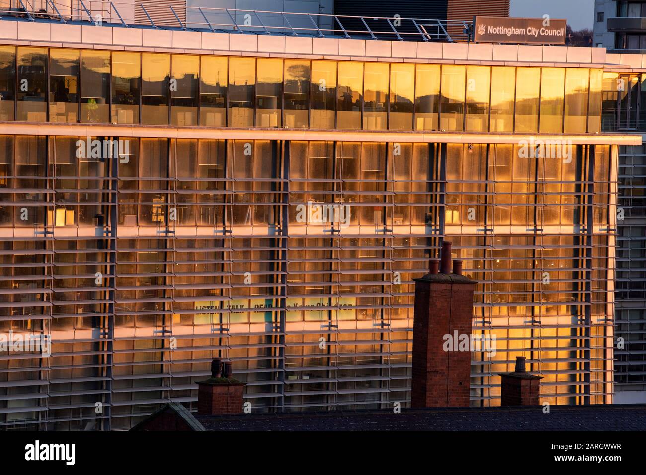 Sunrise light reflected off Loxley House on the South Side of ...