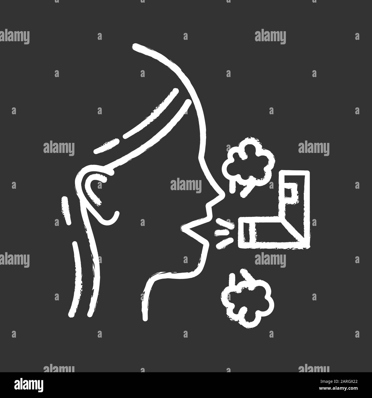 Inhalation chalk icon. Respiratory illness treatment. Illness aid ...
