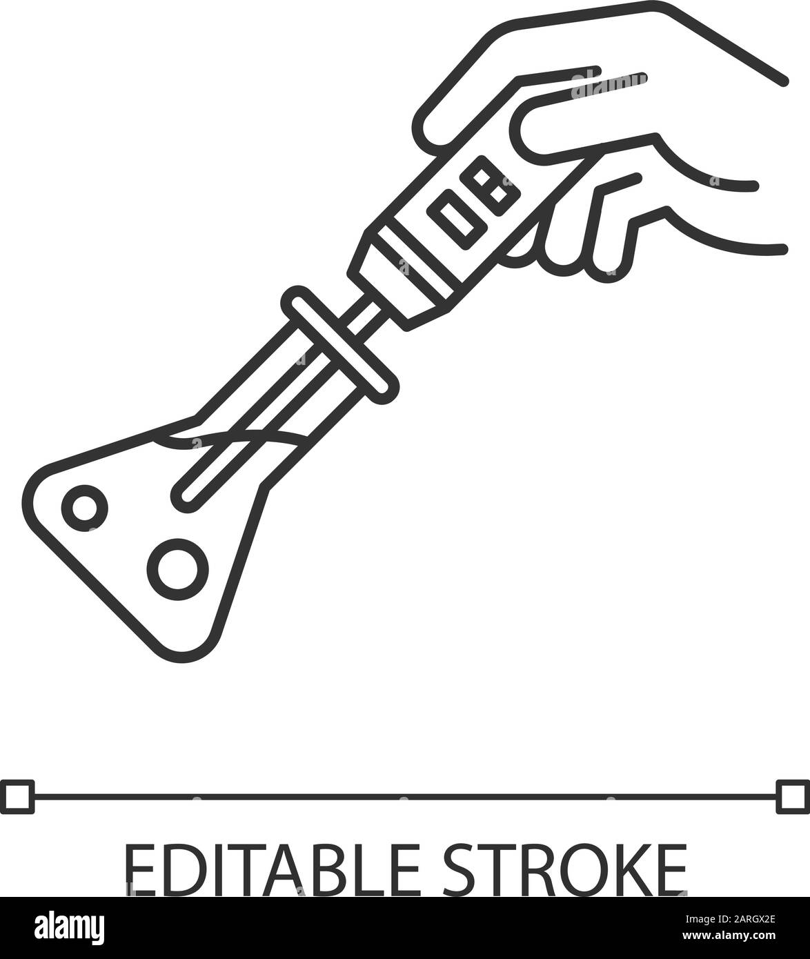 Testing reactives in lab flask linear icon. . Organic chemistry ...