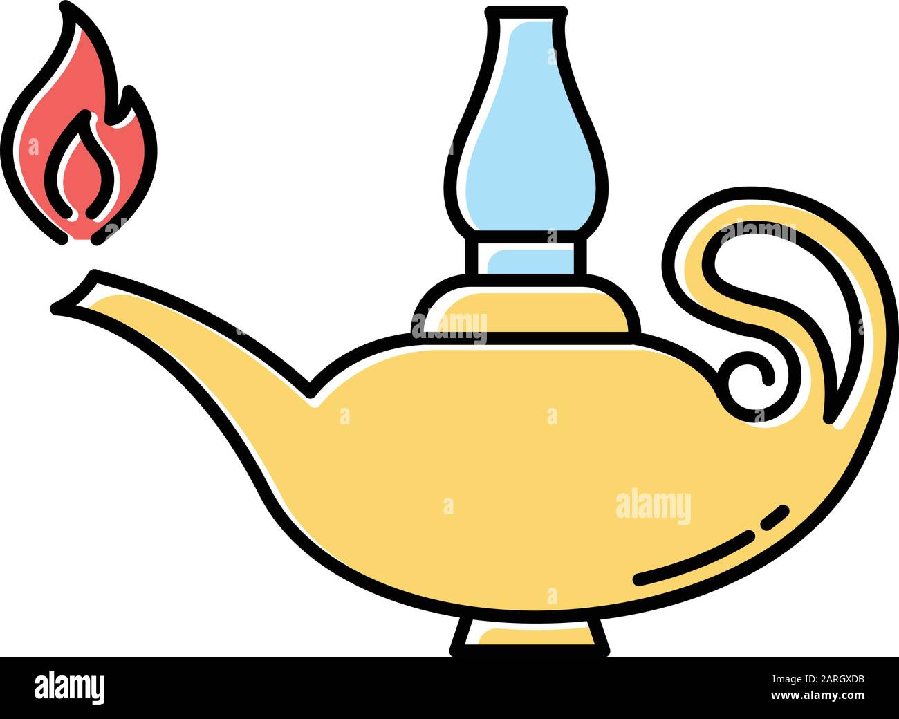 Lamp yellow color icon. Lit glowing ancient oil lantern. Bible ...