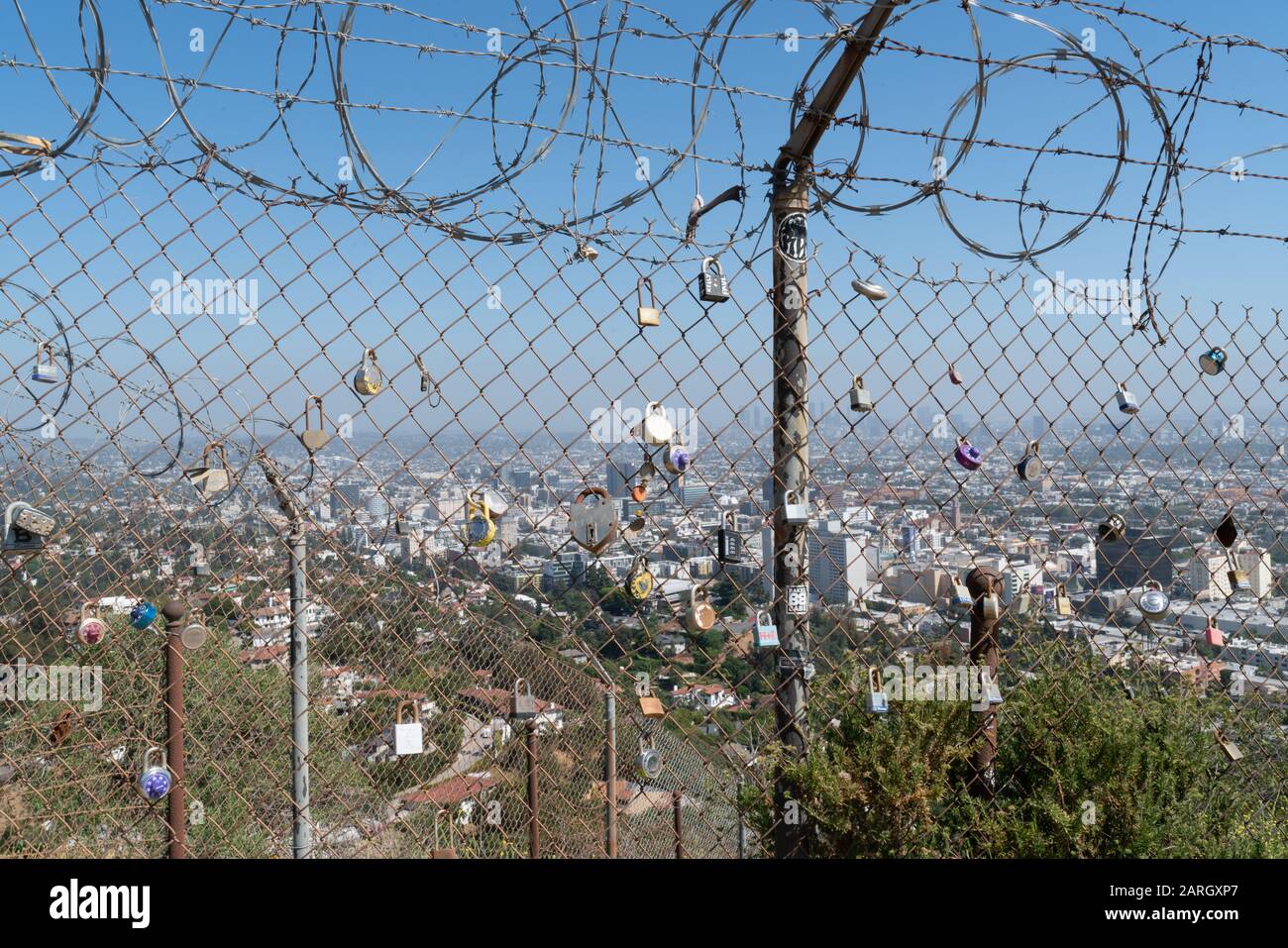 Runyon Canyon Lock Fence, Los Angeles Stock Photo - Alamy