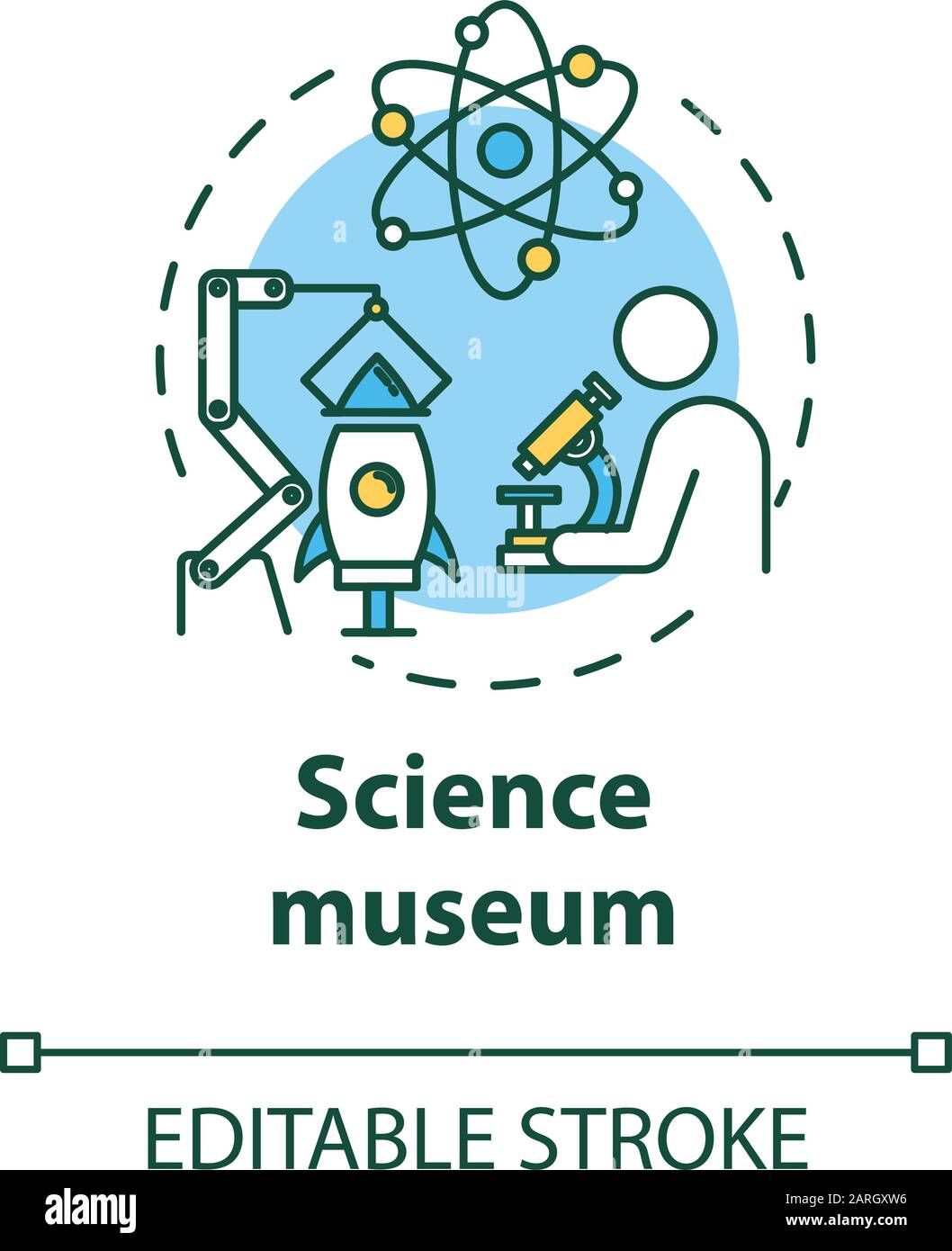 Science museum concept icon. Biotechnology and chemistry. Educational ...