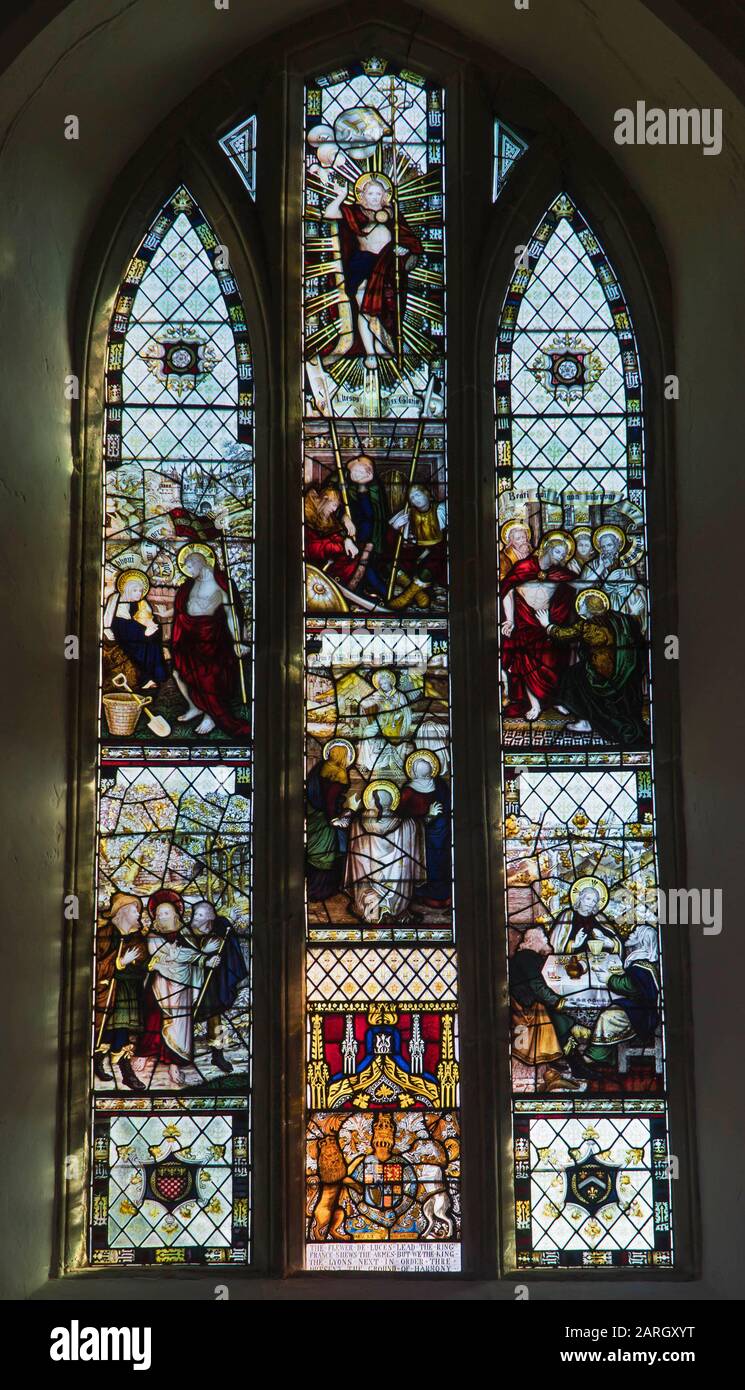 Stained glass by Charles Kempe depicting scenes from The Resurrection ...