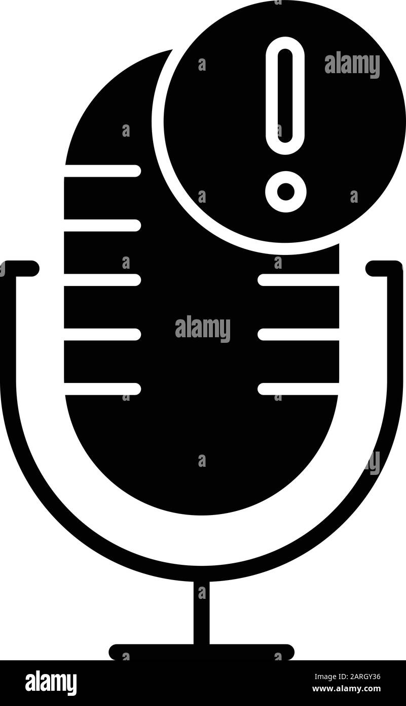 Microphone Technical Error Glyph Icon Sound Recorder Connection Problem Voice Control Mistake