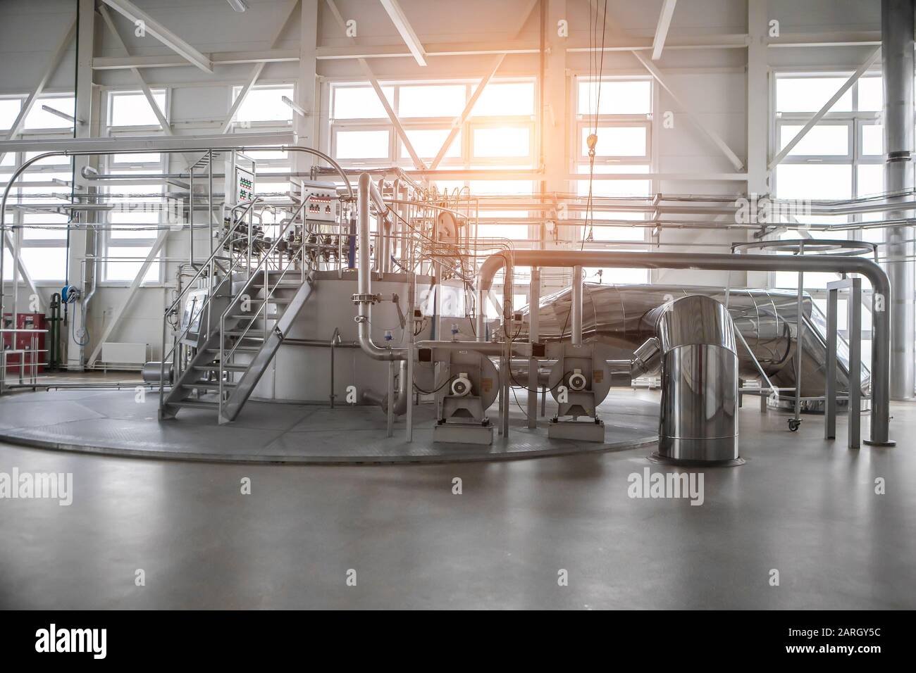 milk powder processing plant inside view of the equipment Stock Photo ...