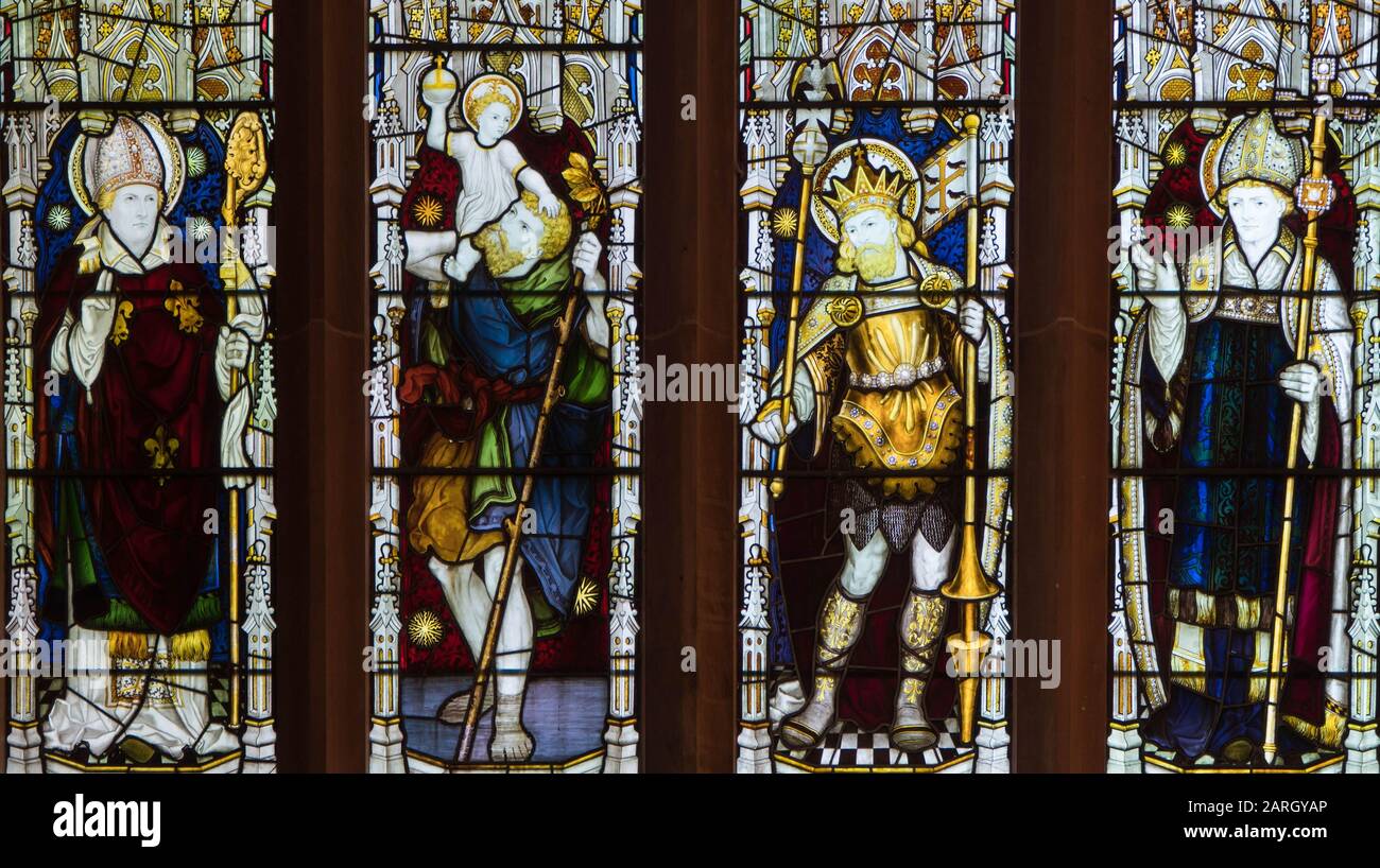 Stained glass by Charles Kempe section of west window depicting St ...