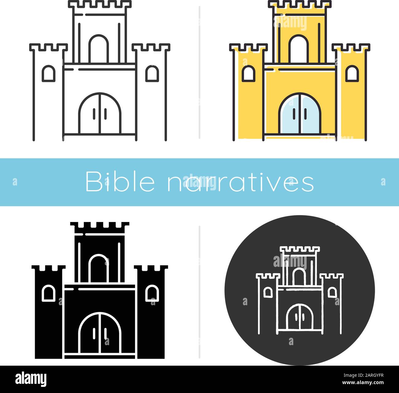 Solomon temple Bible story icon. Jerusalem king castle. Worship ...