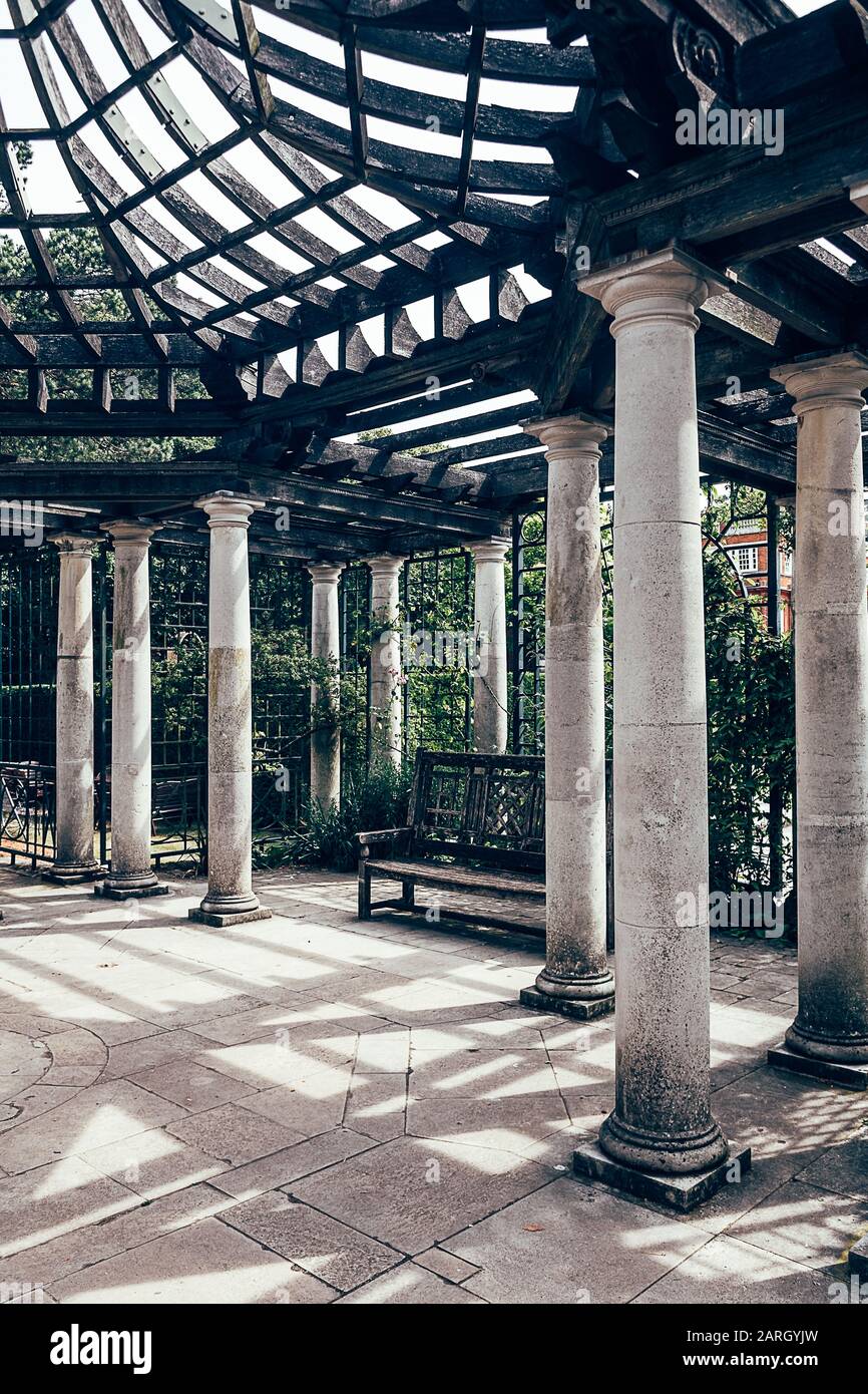 London/UK - 17/07/2019: The impressive 800 ft long pergola created by ...
