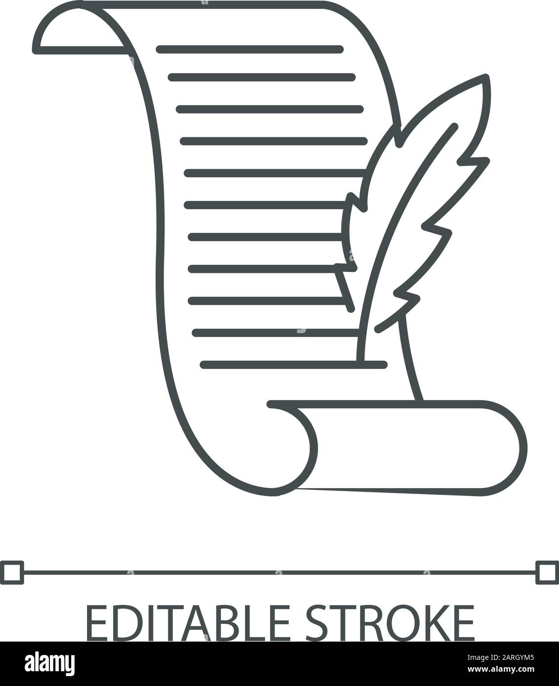 Ancient manuscript linear icon. Old scroll. Poetry writing. Victorian ...