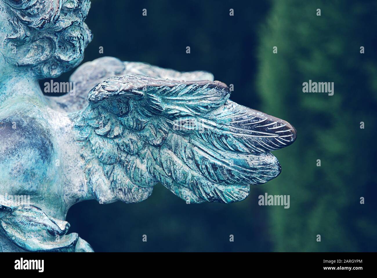 Side view of guardian angel wings at old cemetery Stock Photo - Alamy