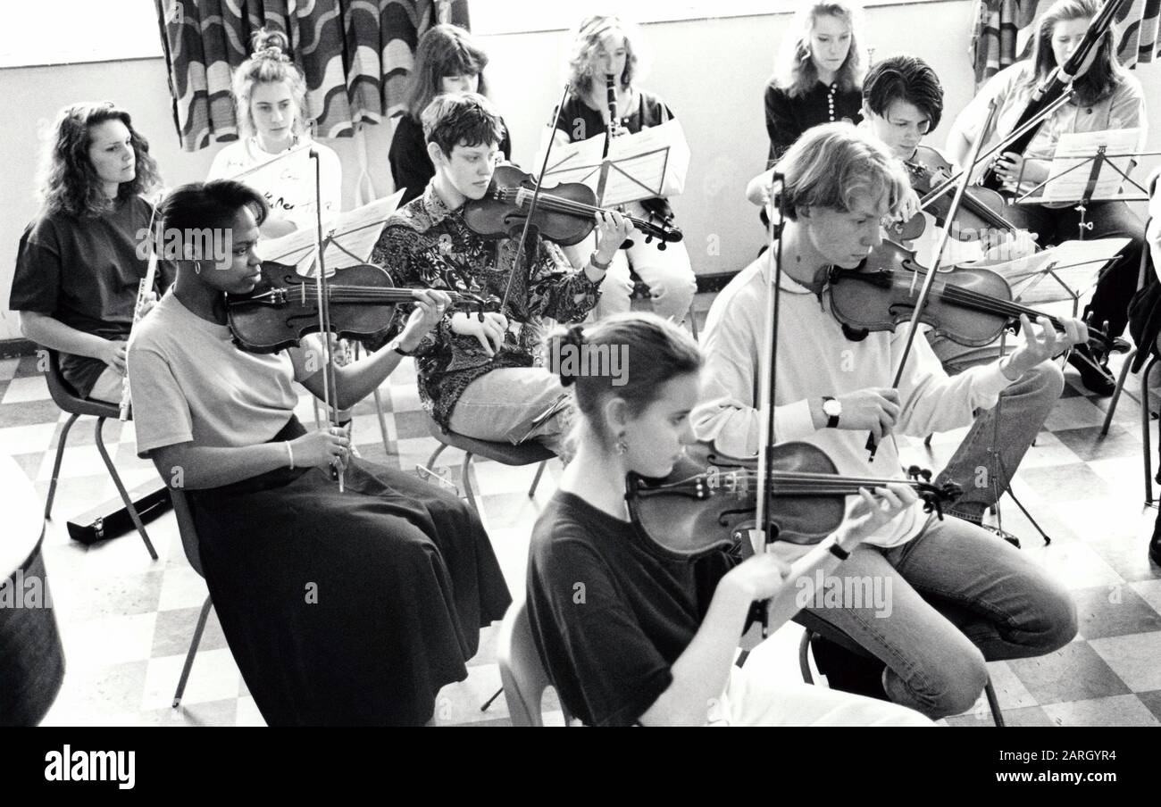 School orchestra, Nottingham, UK 1991 Stock Photo - Alamy