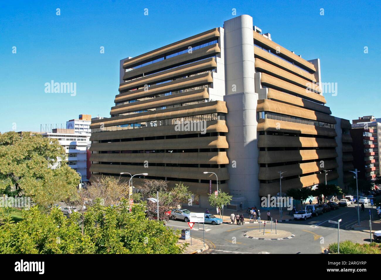 View traffic circle intersection and building, Braamfontein ...