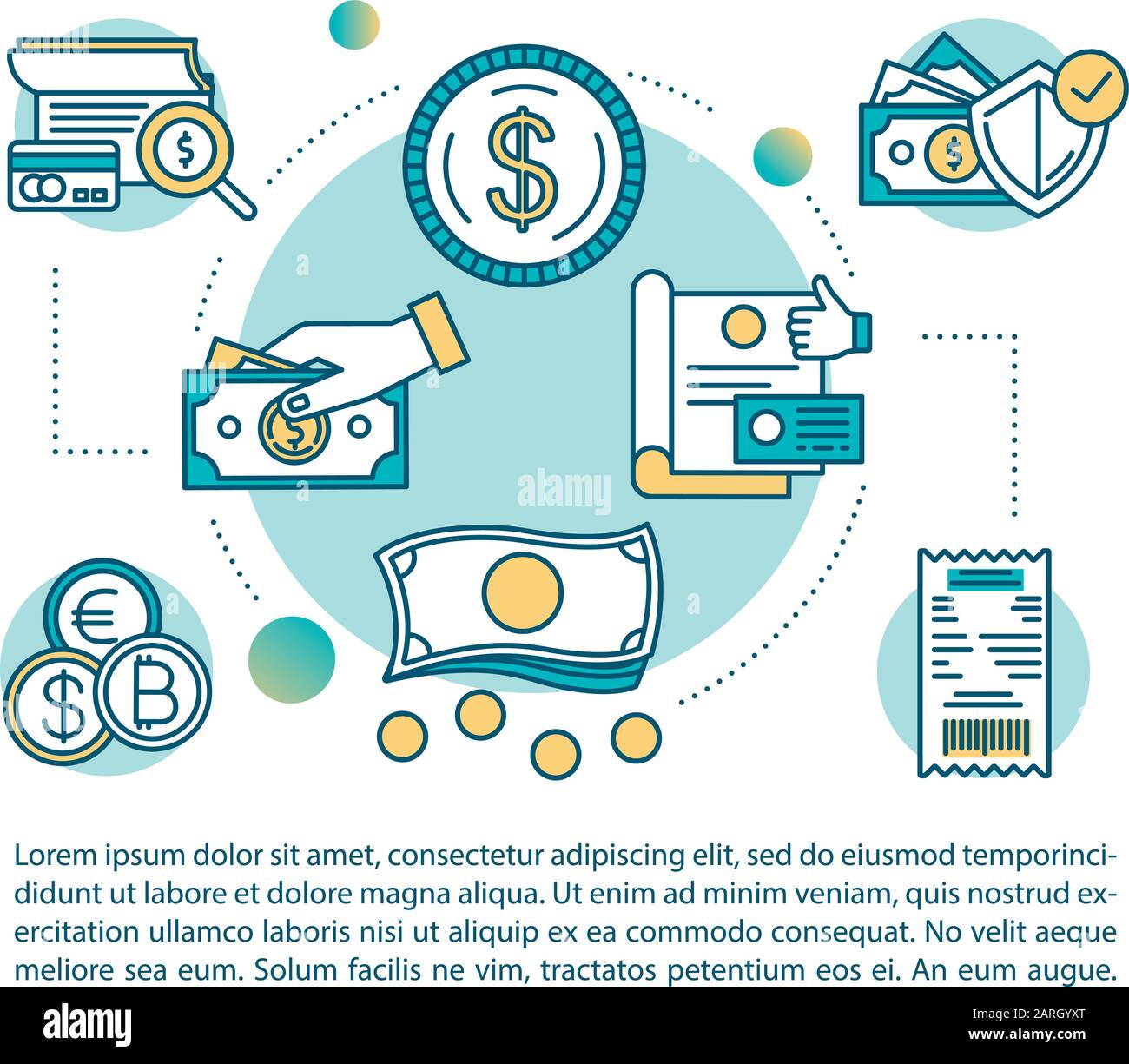 Traditional payments concept icon with text. Cash operations. Bank ...