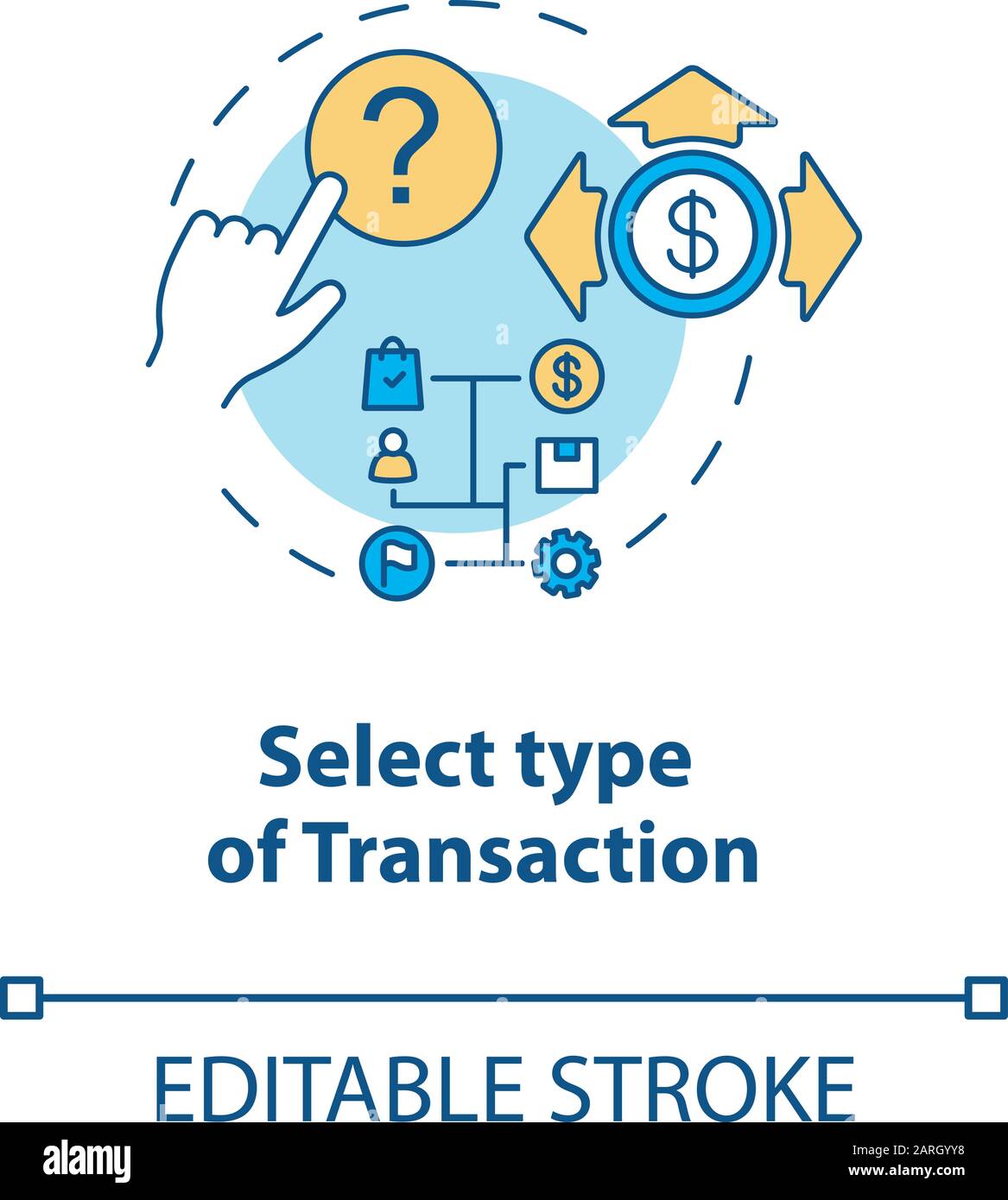 Select type of transaction concept icon. ATM operation idea thin line ...