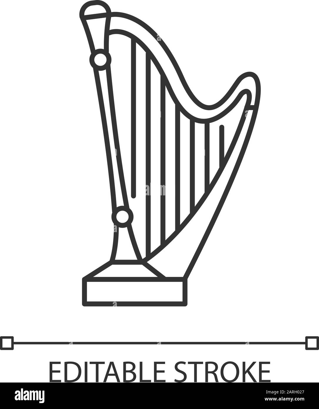 Psalms of David Bible story linear icon. Golden harp, sacred musical ...