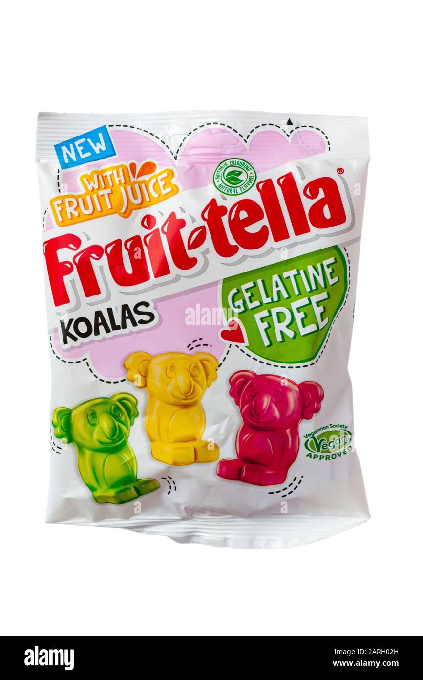 packet of Fruit-tella Koalas gelatine free assorted jelly sweets with ...