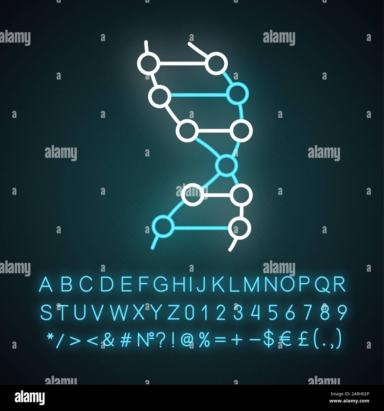 DNA helix neon light icon. Z-DNA. Connected dots, lines ...