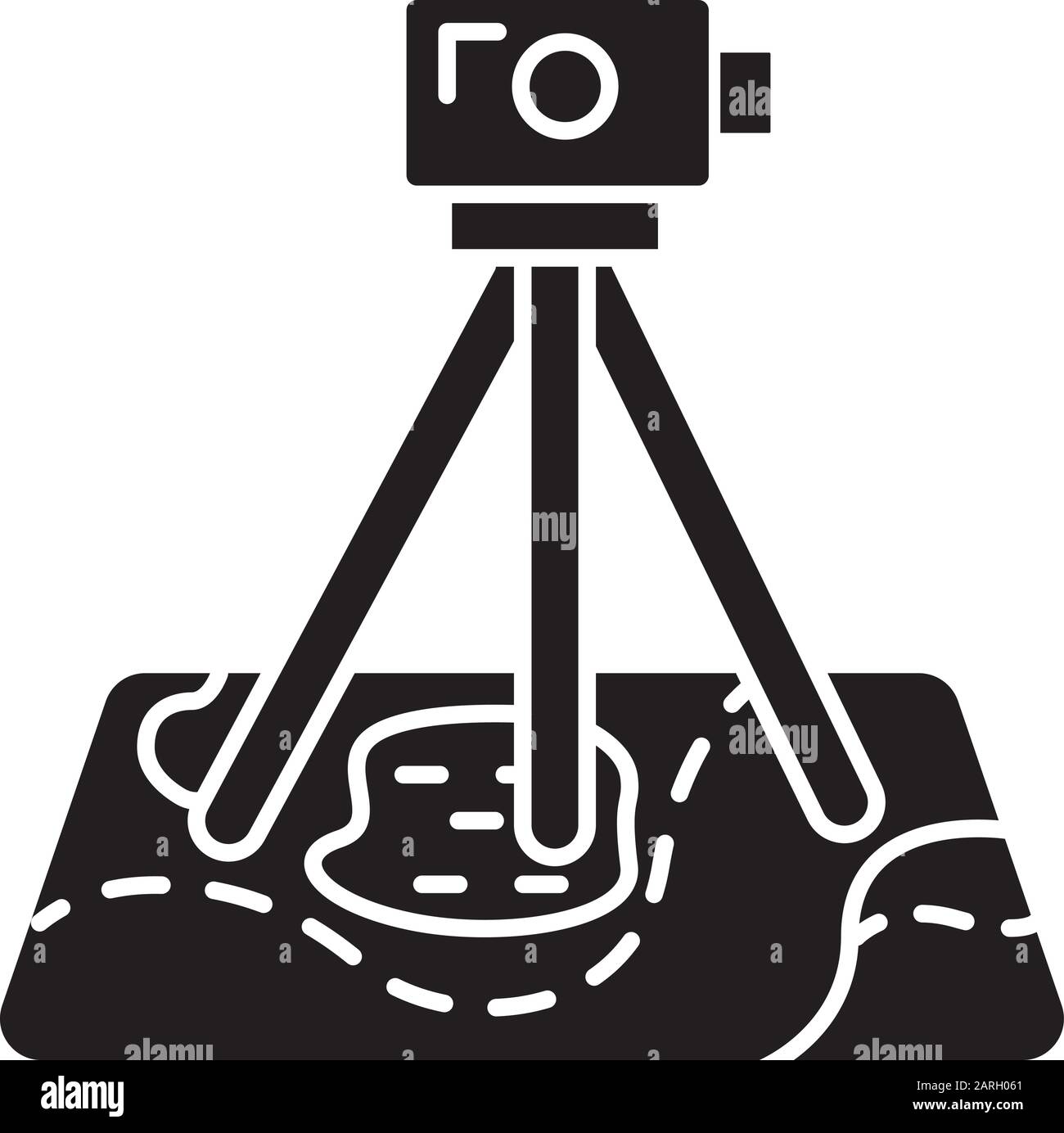 Field survey glyph icon. Research equipment. Archeological examination ...