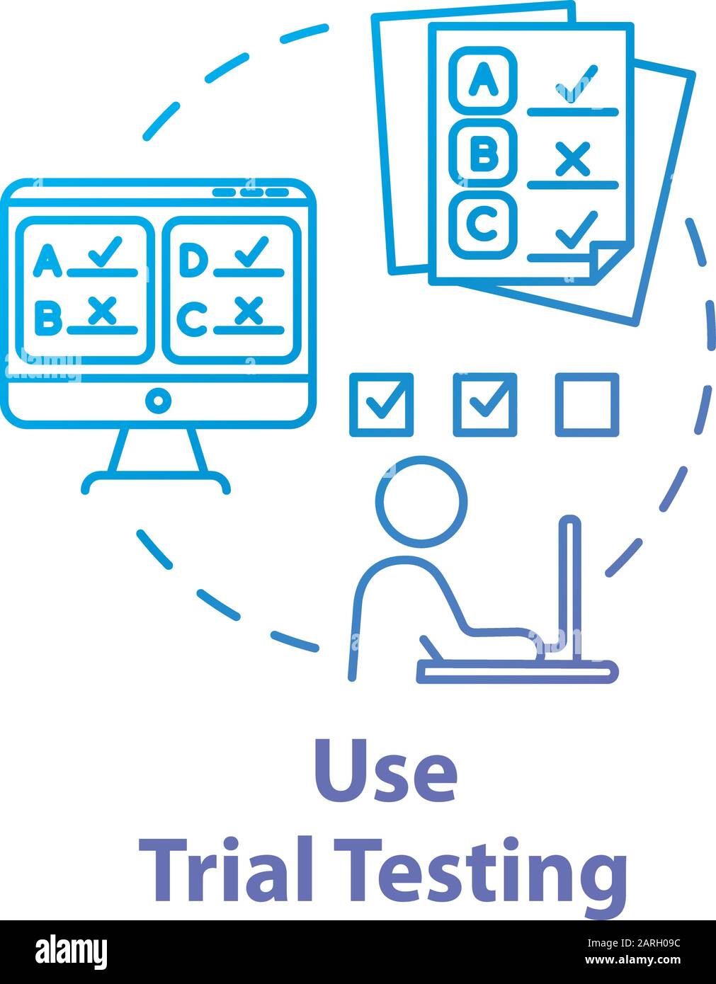 Use trial testing concept icon. Passing online test. Check knowledge ...