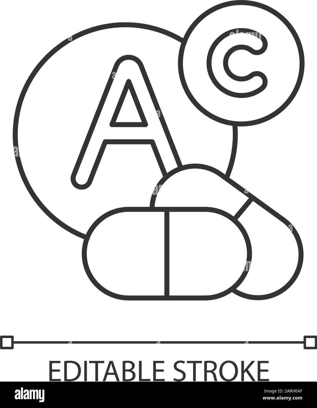 Vitamin intake linear icon. Diet supplement. Multivitamin complex ...