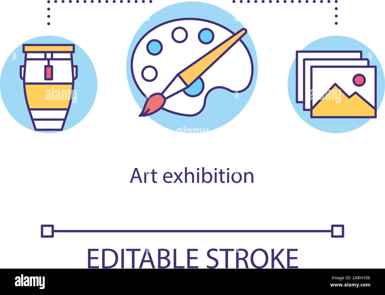 Art exhibition concept icon. Drawing and painting display event ...