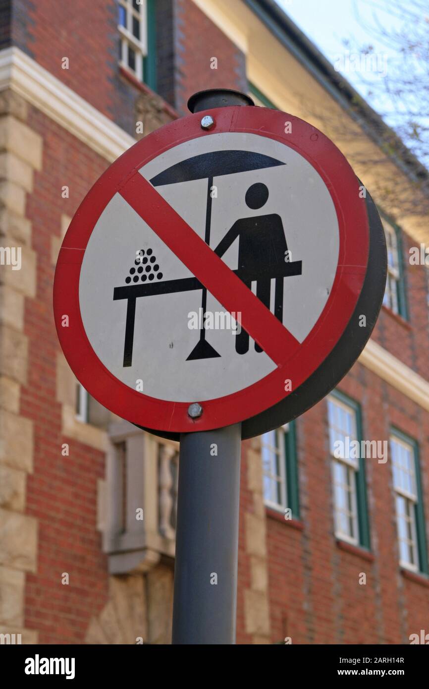 No hawkers sign on road next to apartment buildings, Braamfontein ...