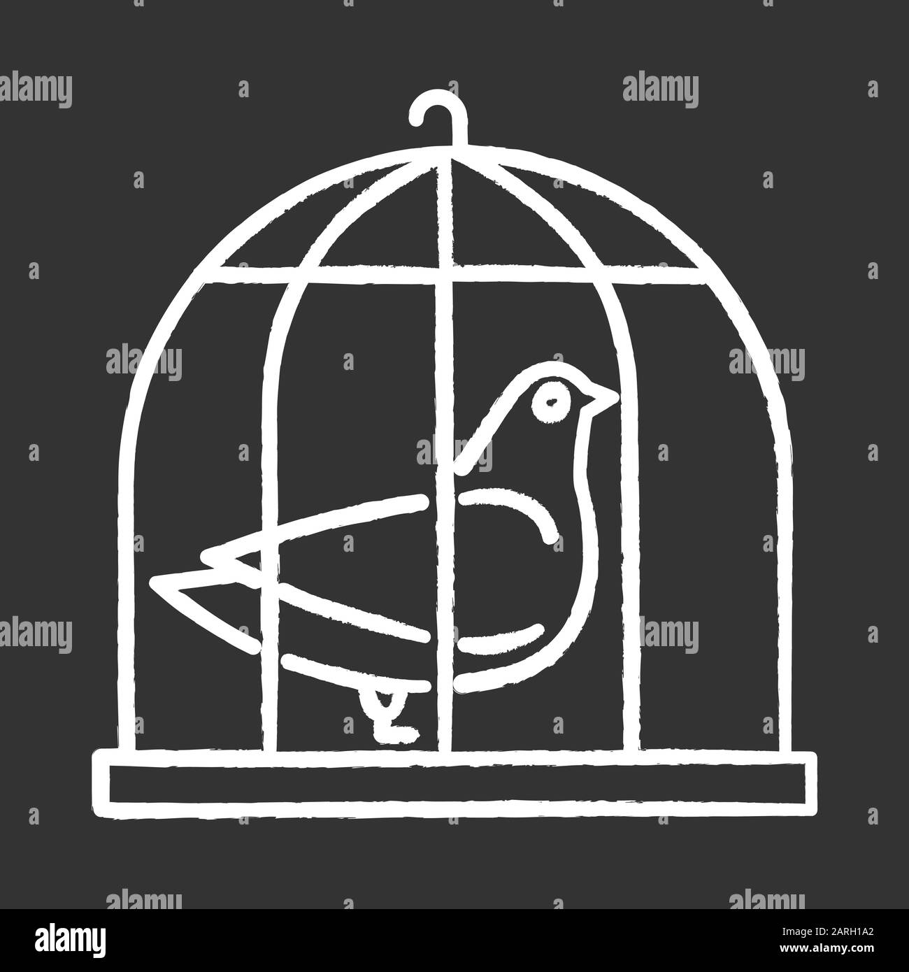 Pigeon in cage chalk icon. Captive bird. Harbinger of peace ...