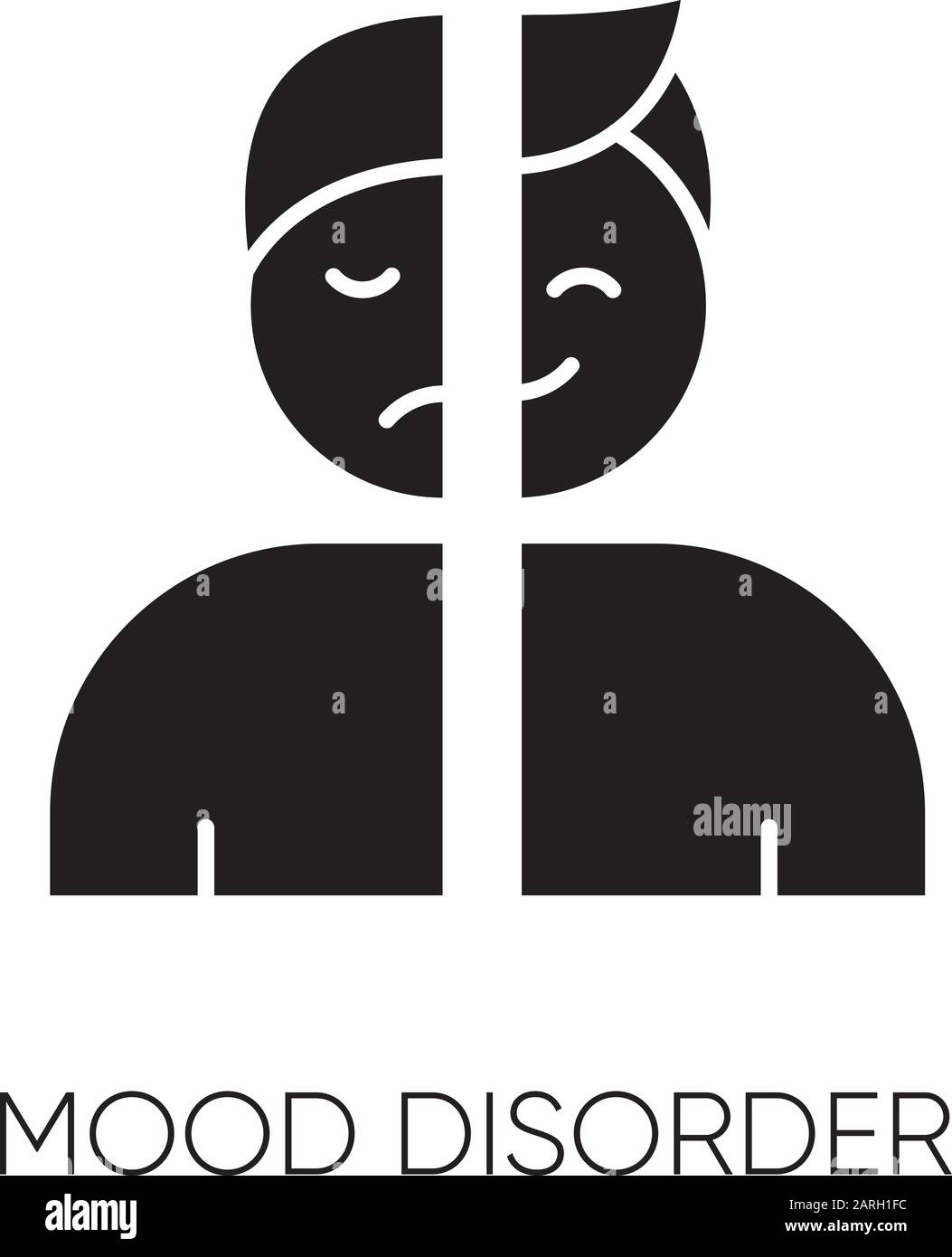 Mood disorder glyph icon. Manic and depressive episodes. Dysthymia ...