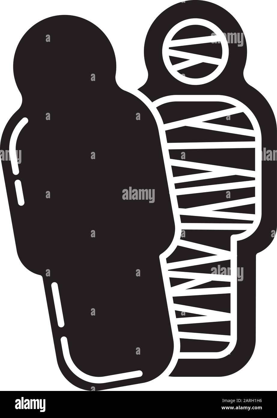 Mummy glyph icon. Pharaoh in sarcophagus. Dead body in coffin. Bandaged ...